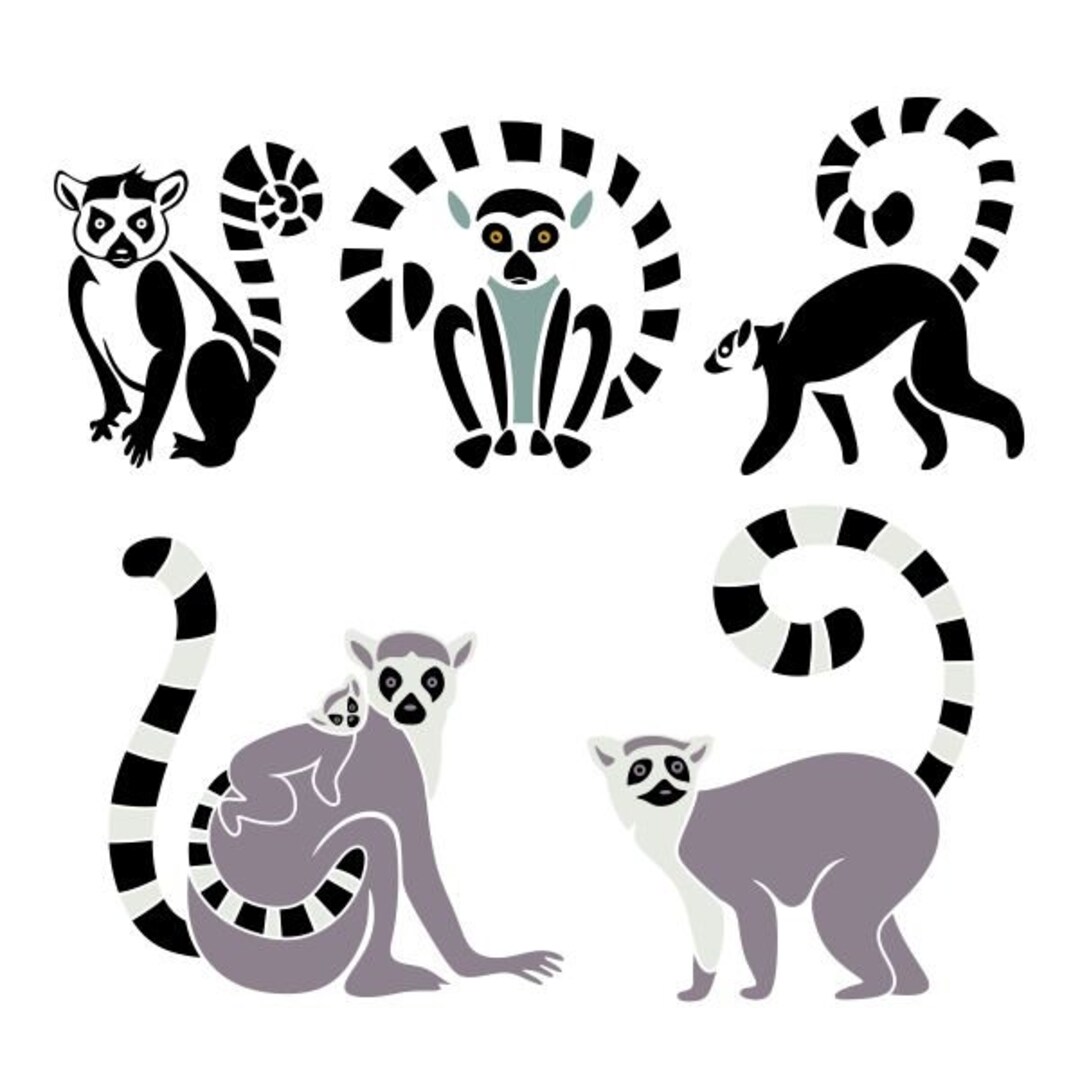 Lemur Animal Cuttable Design SVG PNG DXF & Eps Designs Cameo File ...
