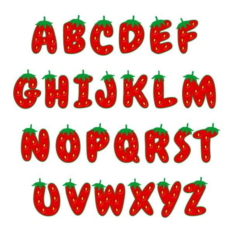Strawberry Letters Font Alphabet Letters Monogram Cuttable - Etsy