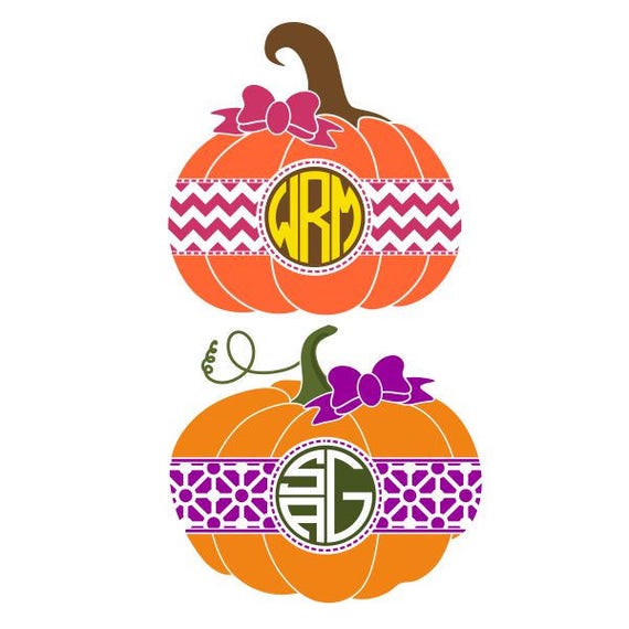 Fall Pumpkin Monogram Frame Print Cuttable Design Thanksgiving | Etsy