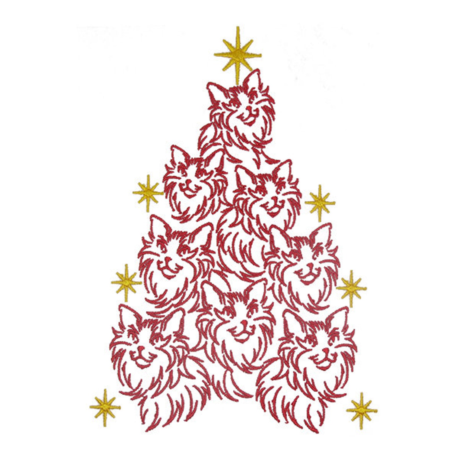 Cat Kitten Christmas Tree Machine Embroidery INSTANT DOWNLOAD - Etsy