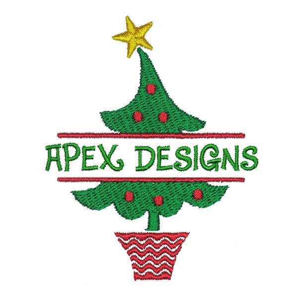 Christmas Tree Split Frame Design Machine Embroidery INSTANT | Etsy