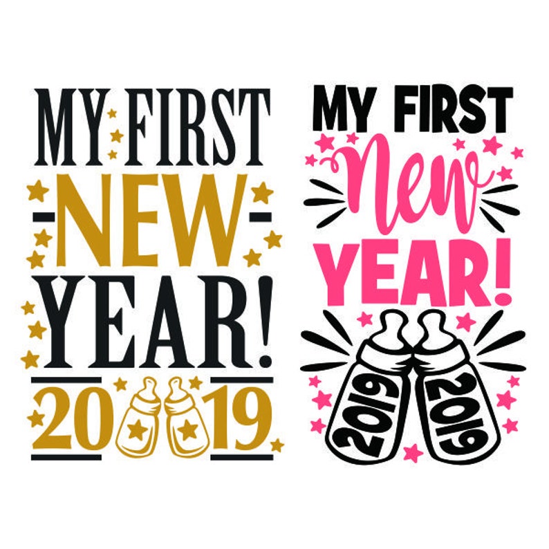 New Year Eve Baby Newborn First Cuttable Design SVG PNG DXF & - Etsy