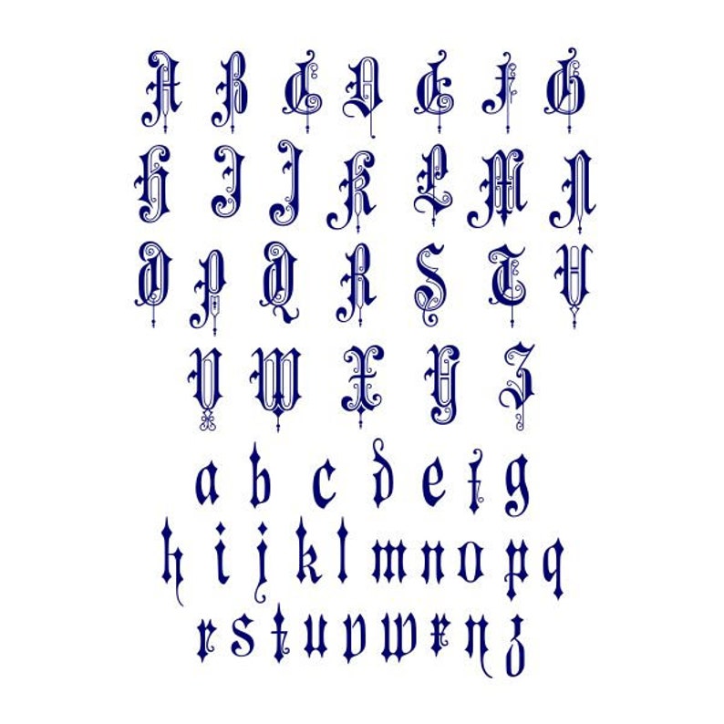 Gothic Font Cuttable Design Monogram SVG PNG DXF & Eps Designs - Etsy