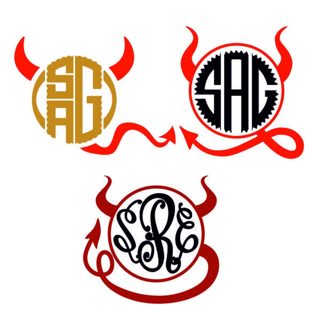 Red Devil Monogram Frames Pack Cuttable Design SVG PNG DXF & Eps ...