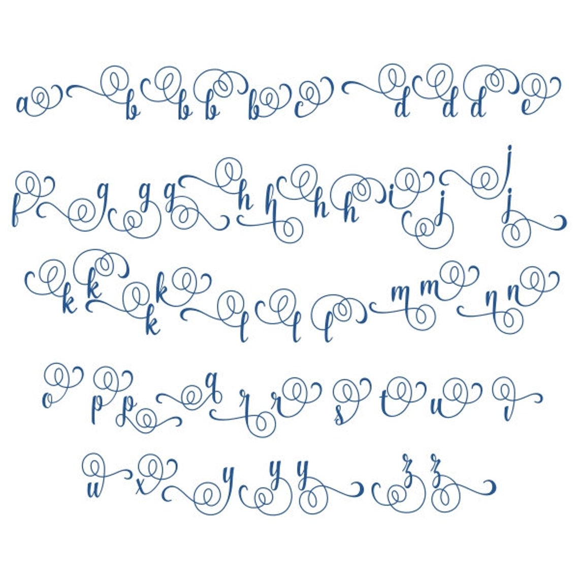 Fun Script Monogram Font Cuttable Design SVG PNG DXF & Eps - Etsy