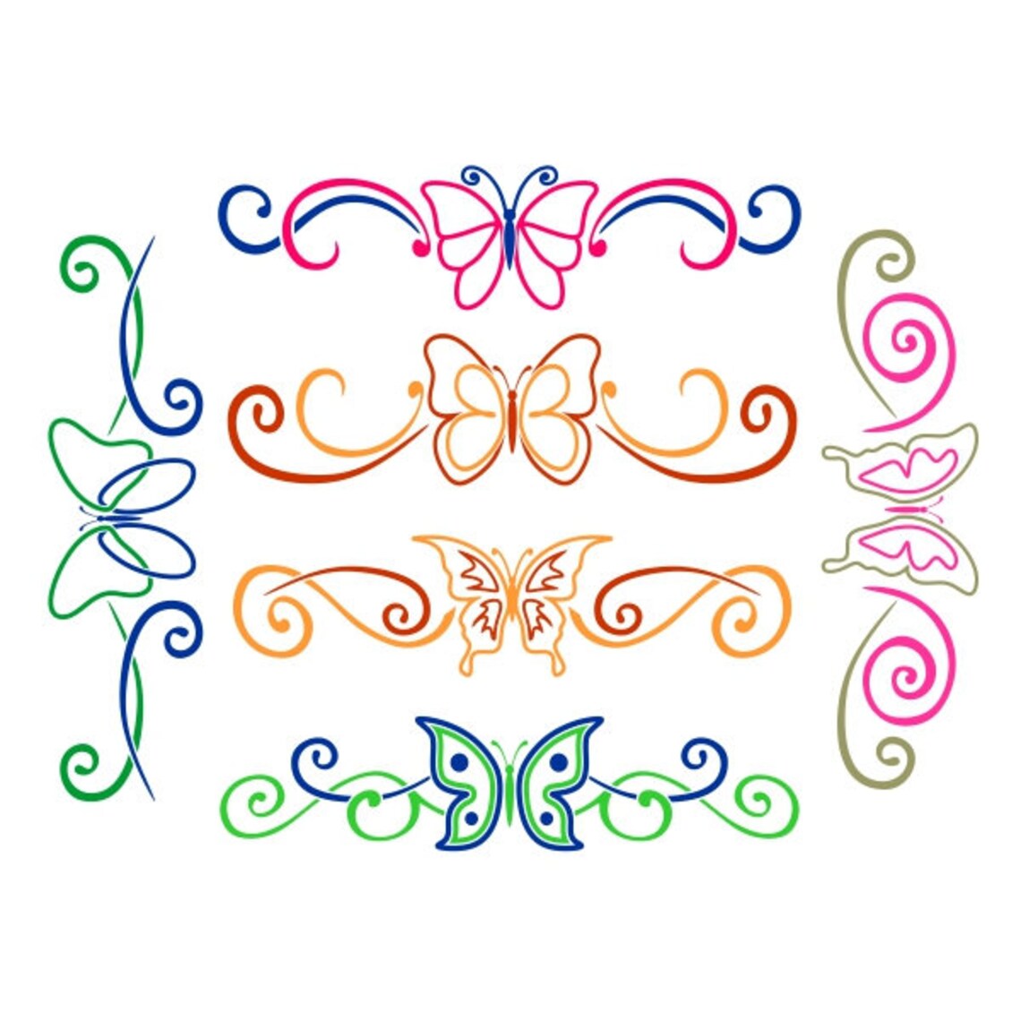 Butterflies Boarders Pack Cuttable Design SVG PNG DXF & Eps - Etsy