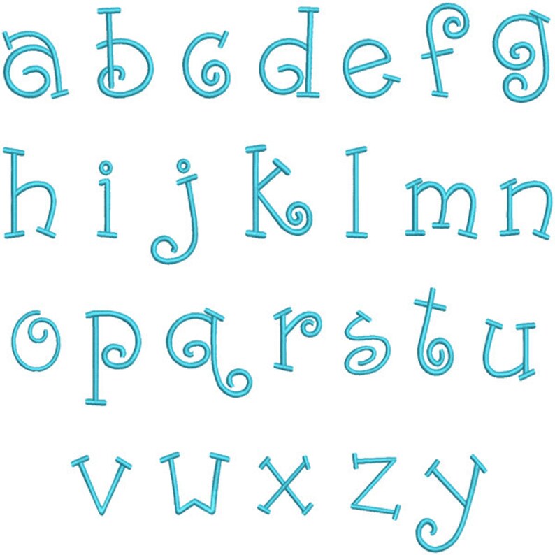Swirl Curlz Curly Machine Embroidery Font Alphabet Letters - Etsy