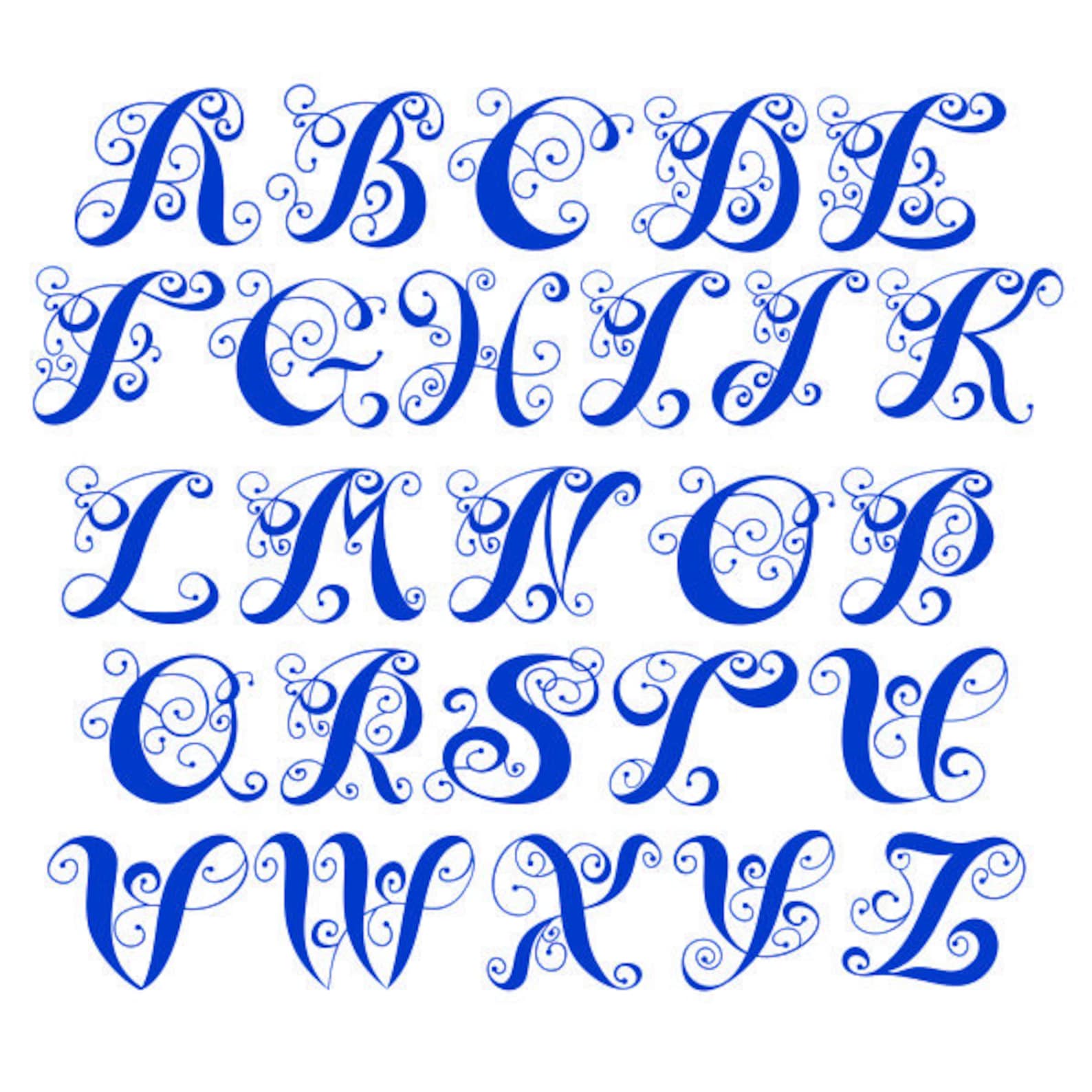 Swirl Font Monogram Cuttable Design SVG PNG DXF & Eps Designs - Etsy