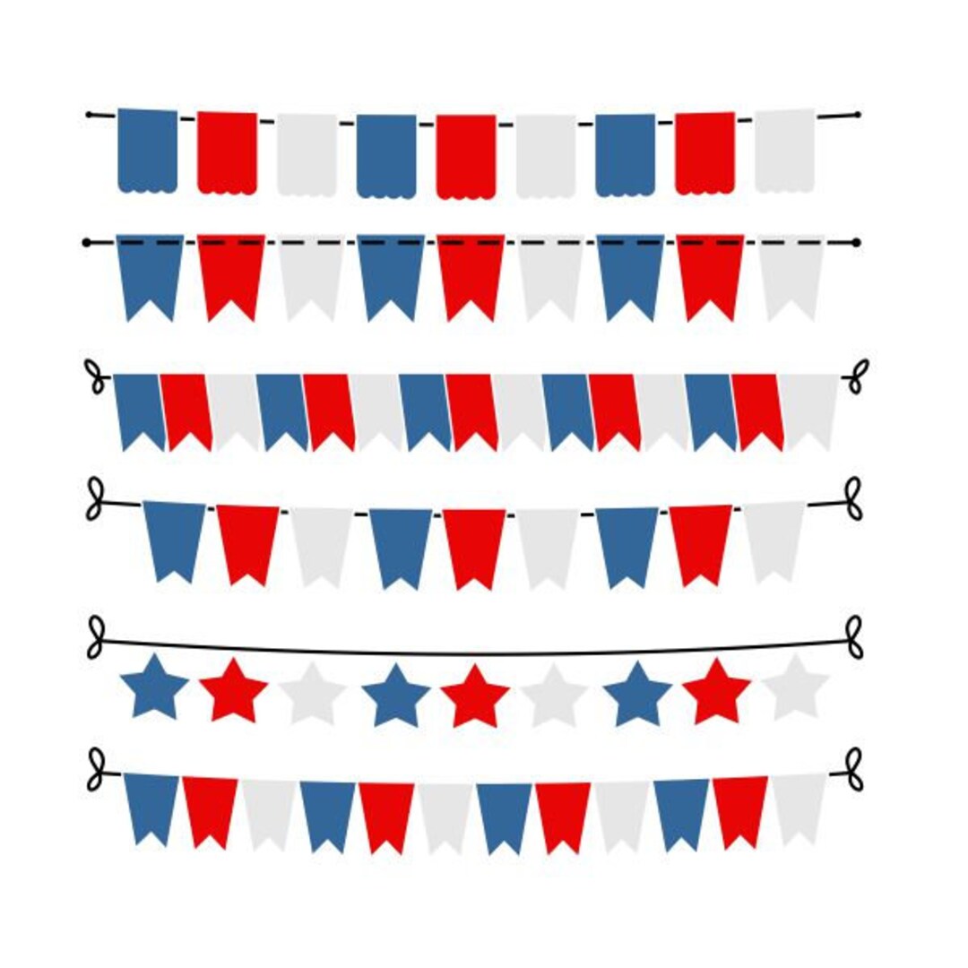 4th of July Banner Stars Cuttable Design Pack SVG PNG DXF & Eps Designs ...