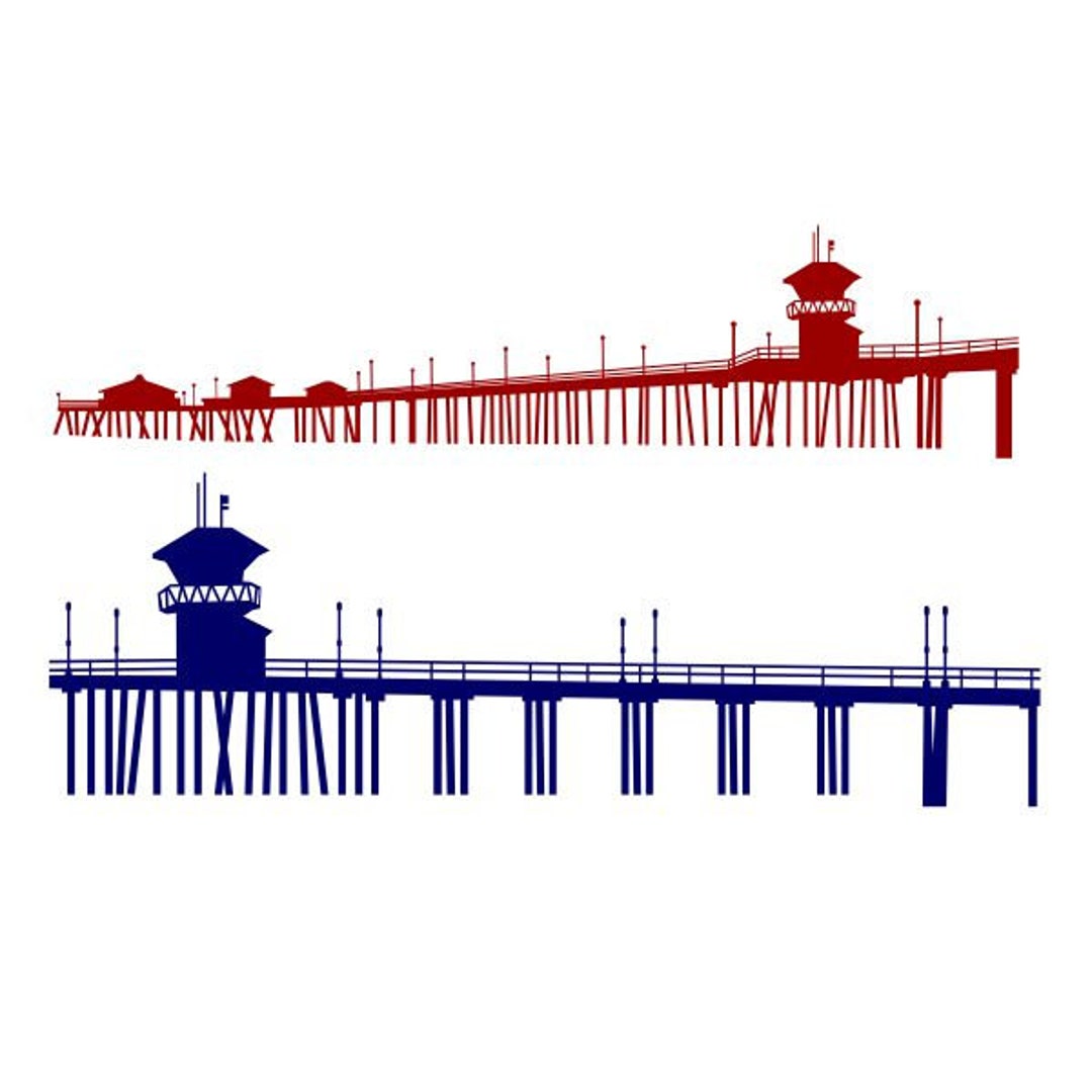 Huntington Beach Pier Cuttable Design SVG PNG DXF & Eps Designs Cameo ...