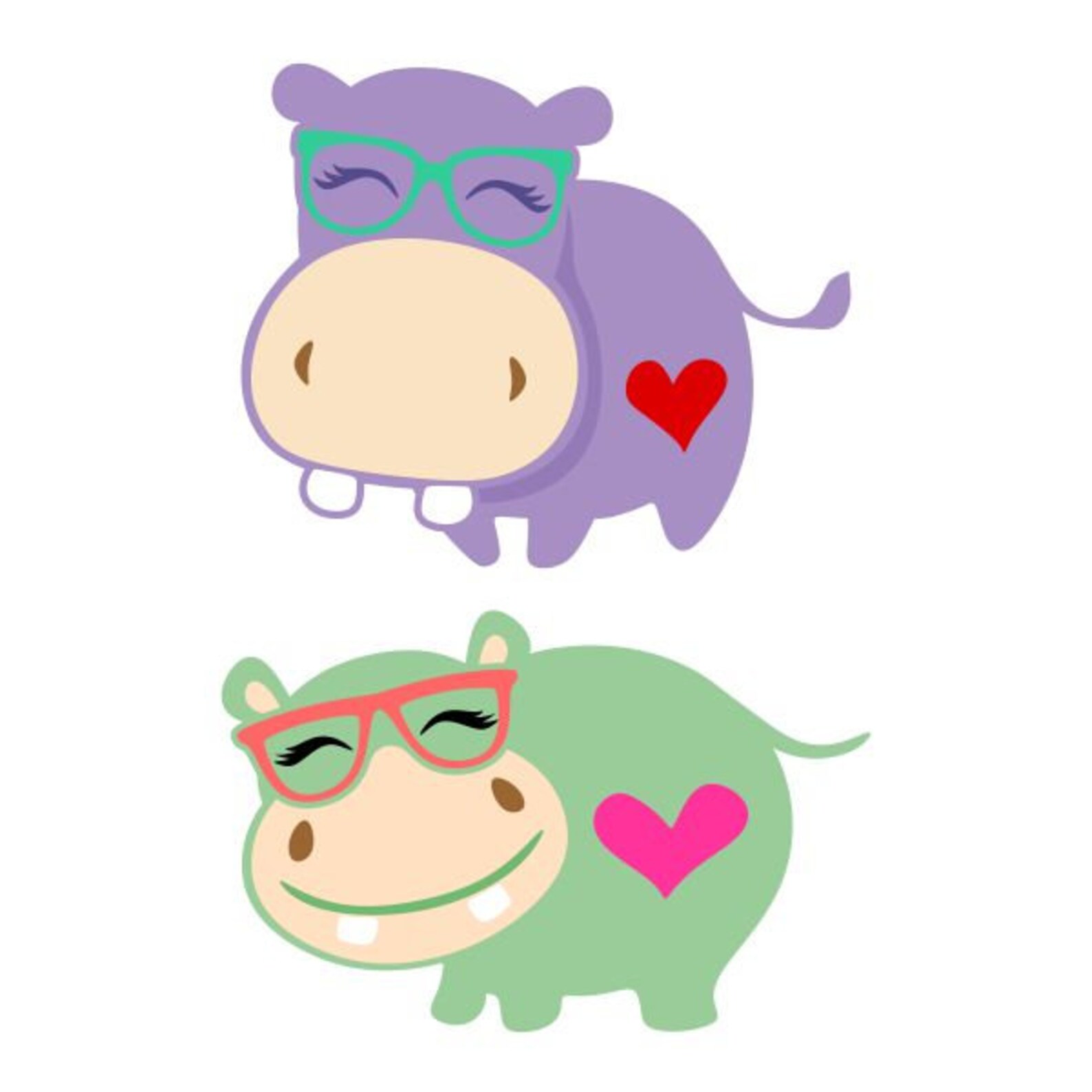 Hippo Hippopotamus Glasses Animal Cuttable Design Pack SVG PNG - Etsy