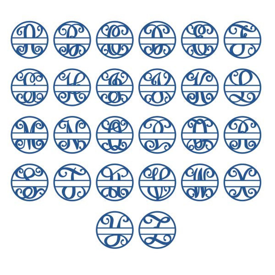 Vine Interlocking Circle Frame Font Monogram Cuttable Design - Etsy