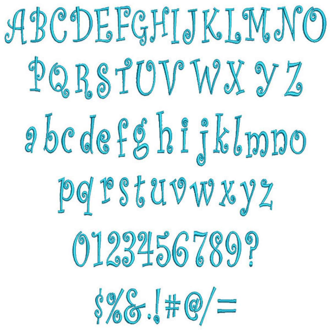 Curlz Curly Machine Embroidery Font Alphabet Letters INSTANT - Etsy