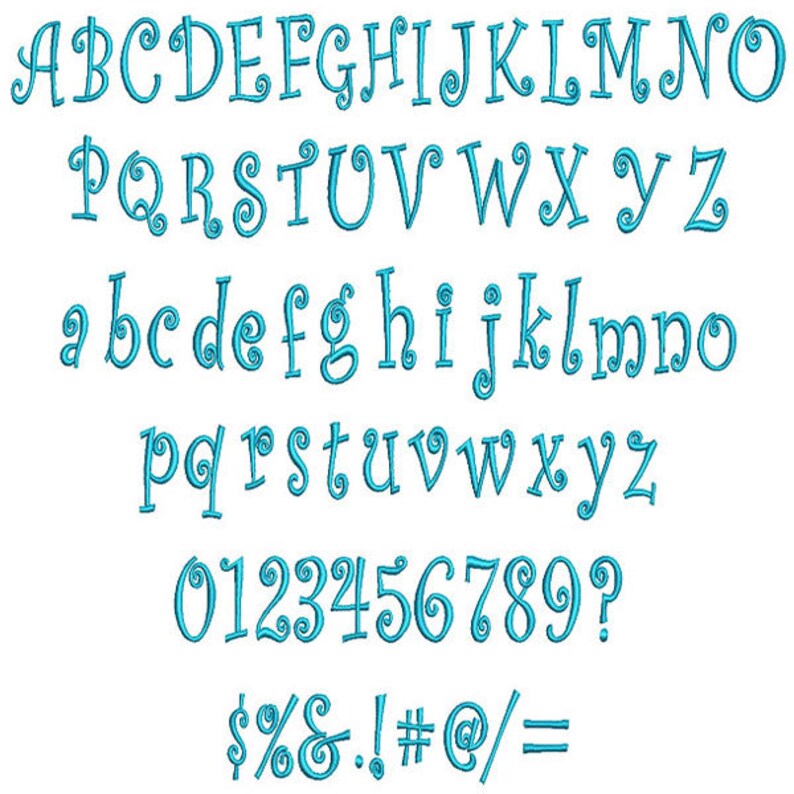 Curlz Curly Machine Embroidery Font Alphabet Letters INSTANT - Etsy