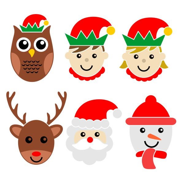 Christmas Heads Santa Elf Cuttable Design SVG PNG DXF & Eps - Etsy