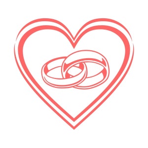 Heart Wedding Ring Pack Cuttable Design SVG PNG DXF & Eps Designs Cameo ...