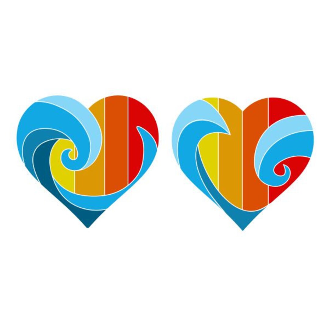 Wave Rainbow Heart Ocean Surfing Surfer Beach Pack Cuttable - Etsy