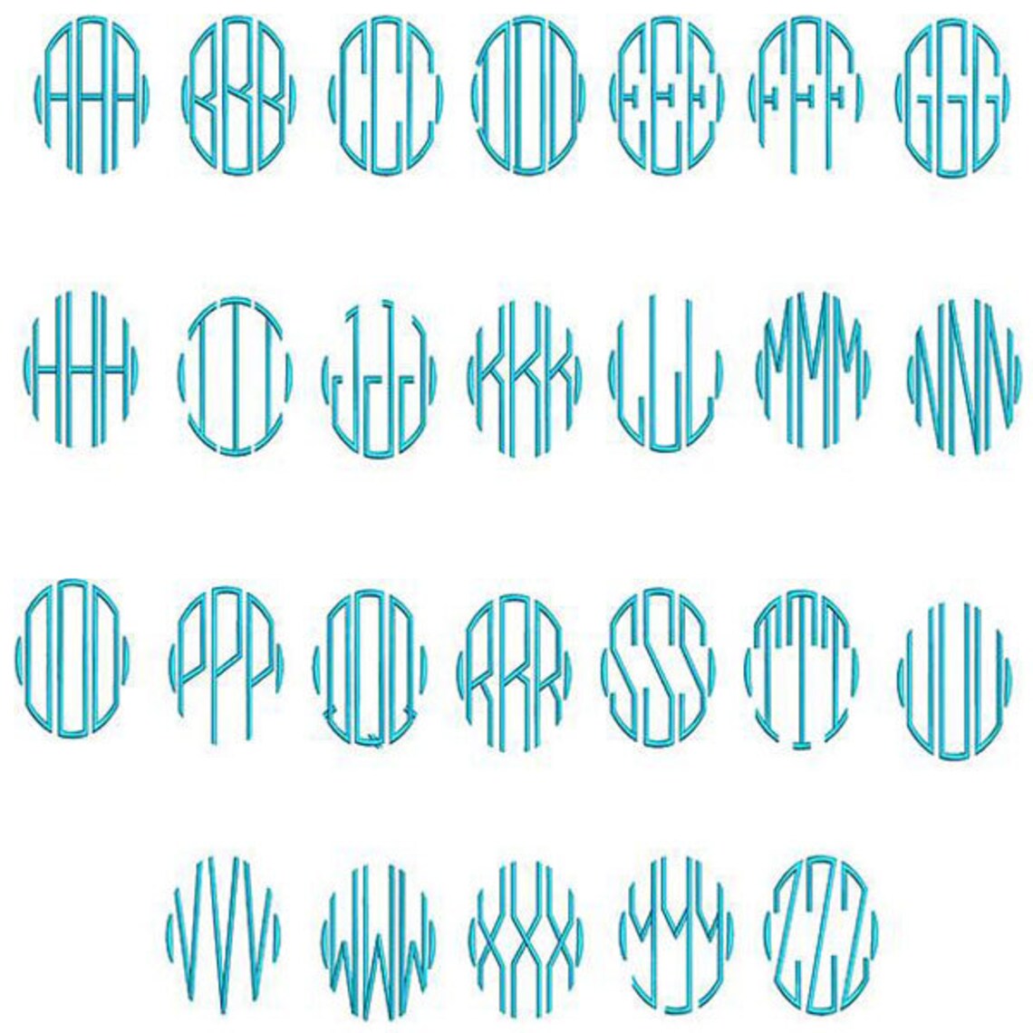 Circle Ends Round Monogram Machine Embroidery Font Alphabet - Etsy