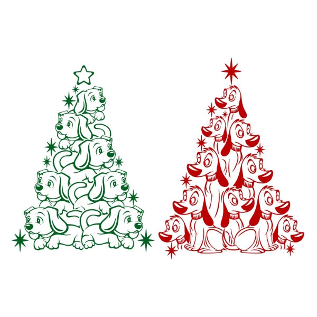 Puppy Dog Christmas Tree Pack Cuttable Design SVG PNG DXF & Eps Designs ...