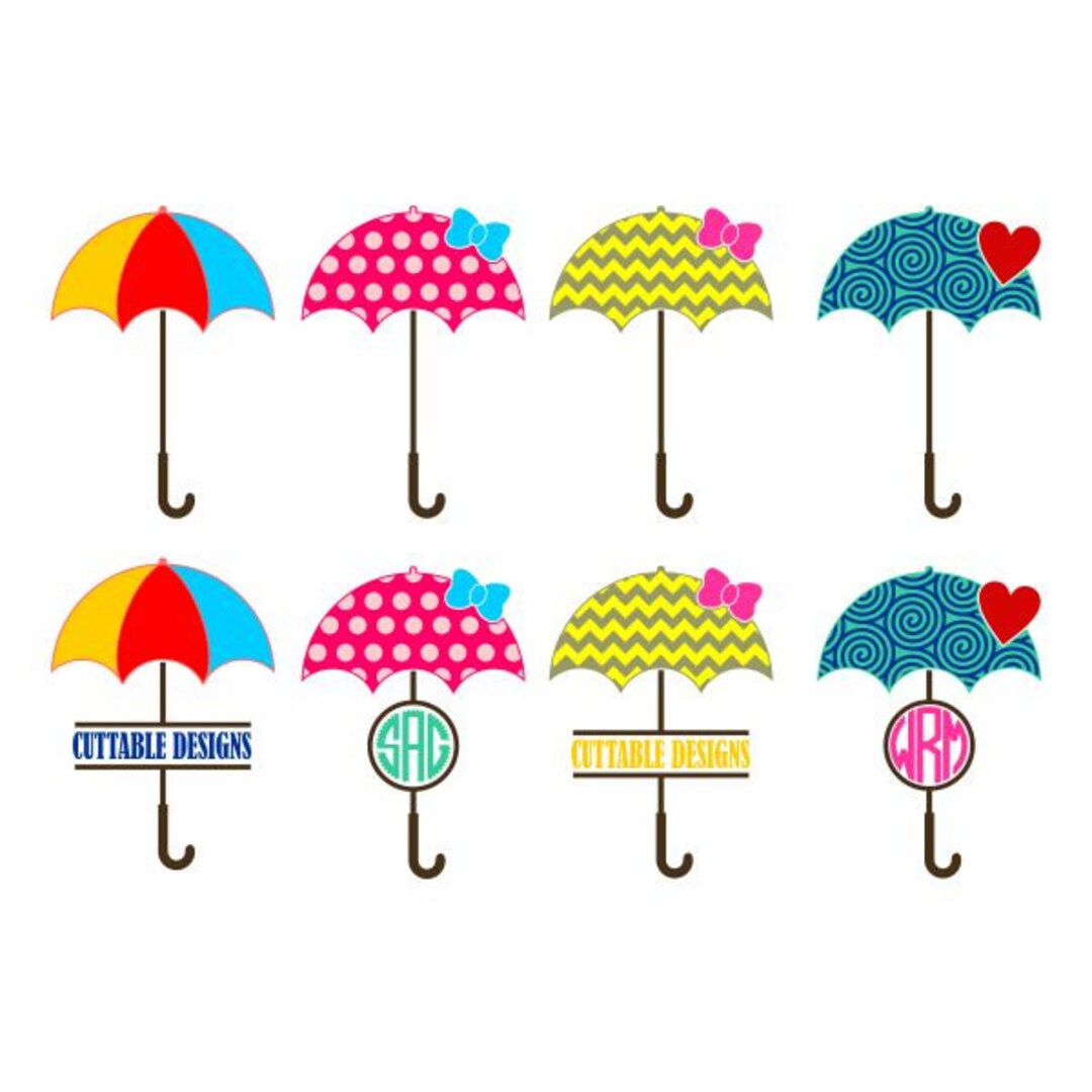 Umbrella Frame Monogram Cuttable Design SVG PNG DXF & Eps Designs Cameo ...