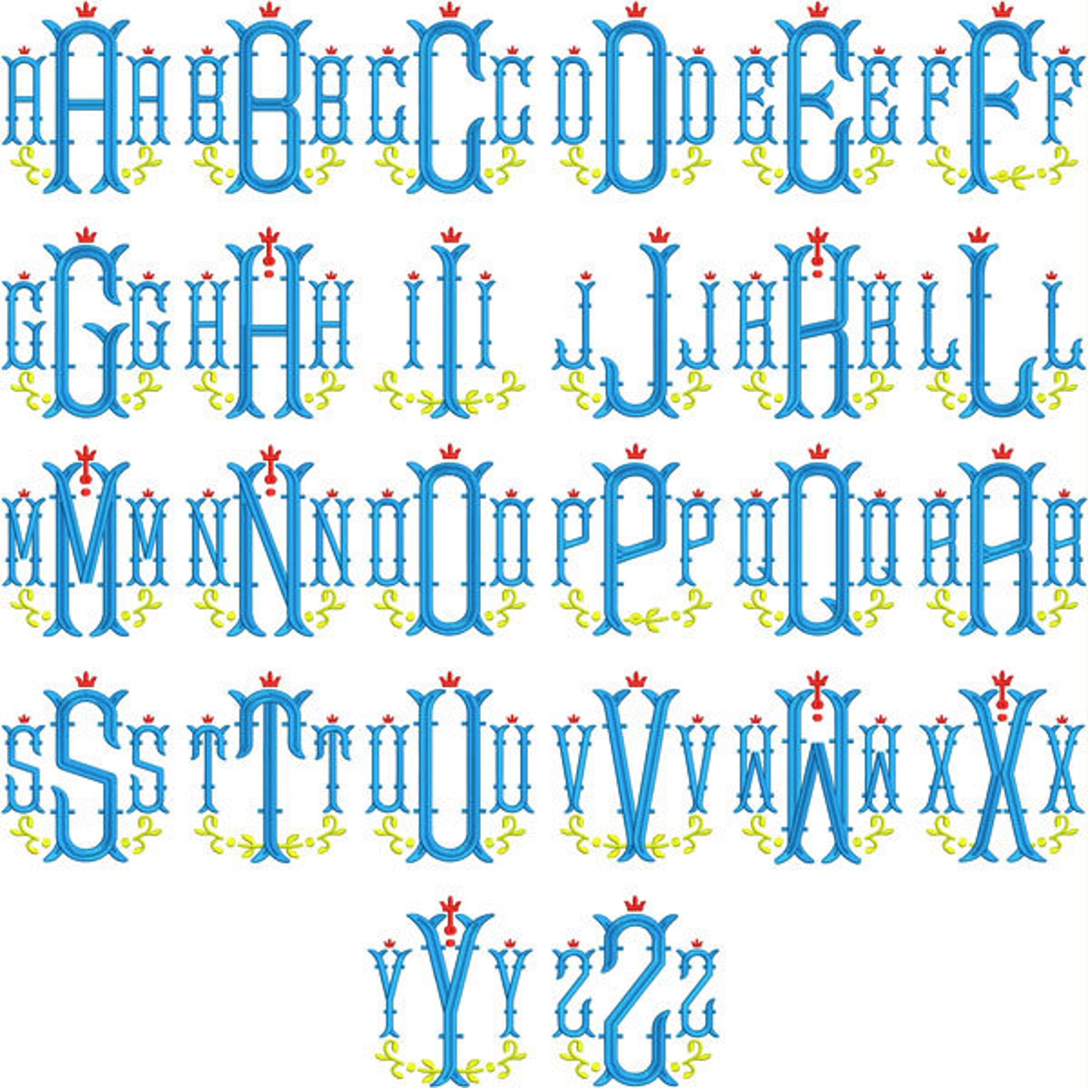 Nola Large Monogram Machine Embroidery Font Alphabet Letters - Etsy