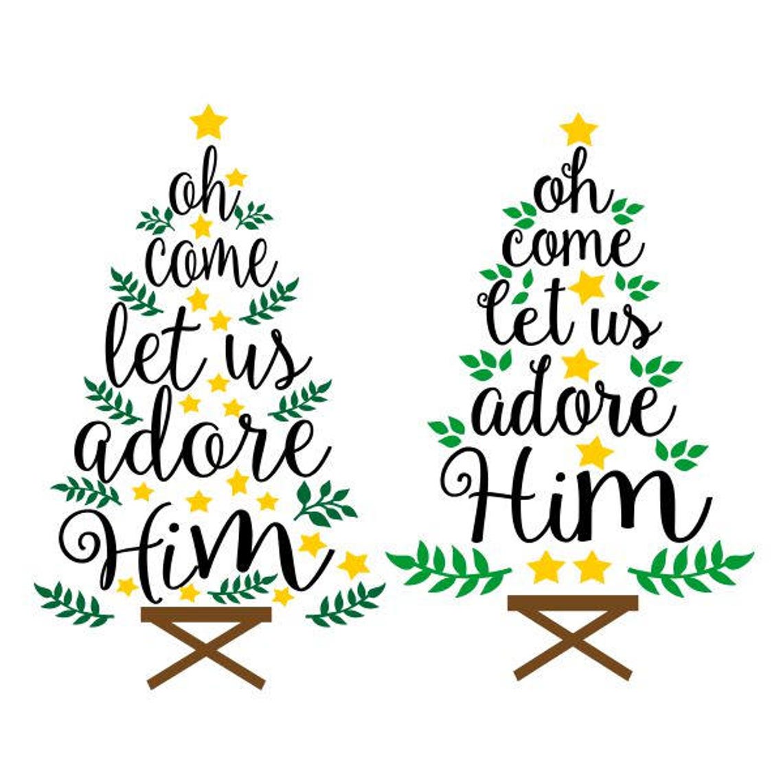 Oh Come Let Us Adore Him Christmas Tree Cuttable Design SVG - Etsy