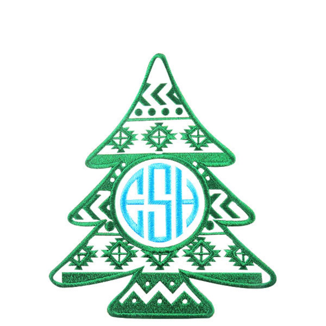 Aztec Print Christmas Tree Design Frame Monogram Design | Etsy