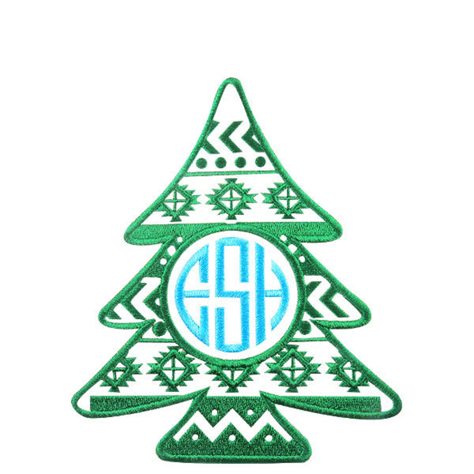 Aztec Print Christmas Tree Design Frame Monogram Design | Etsy
