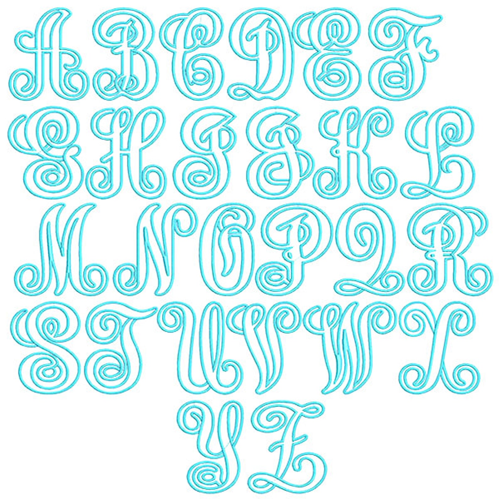 Applique Script Machine Embroidery Font Alphabet Letters - Etsy