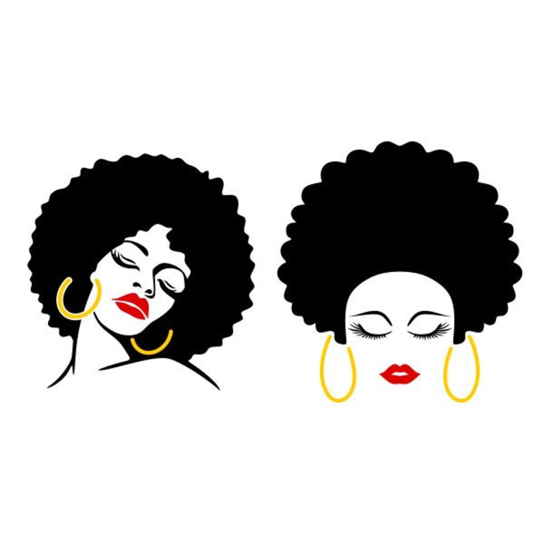 Women Afro Black Lady Cuttable Design SVG PNG DXF & eps | Etsy