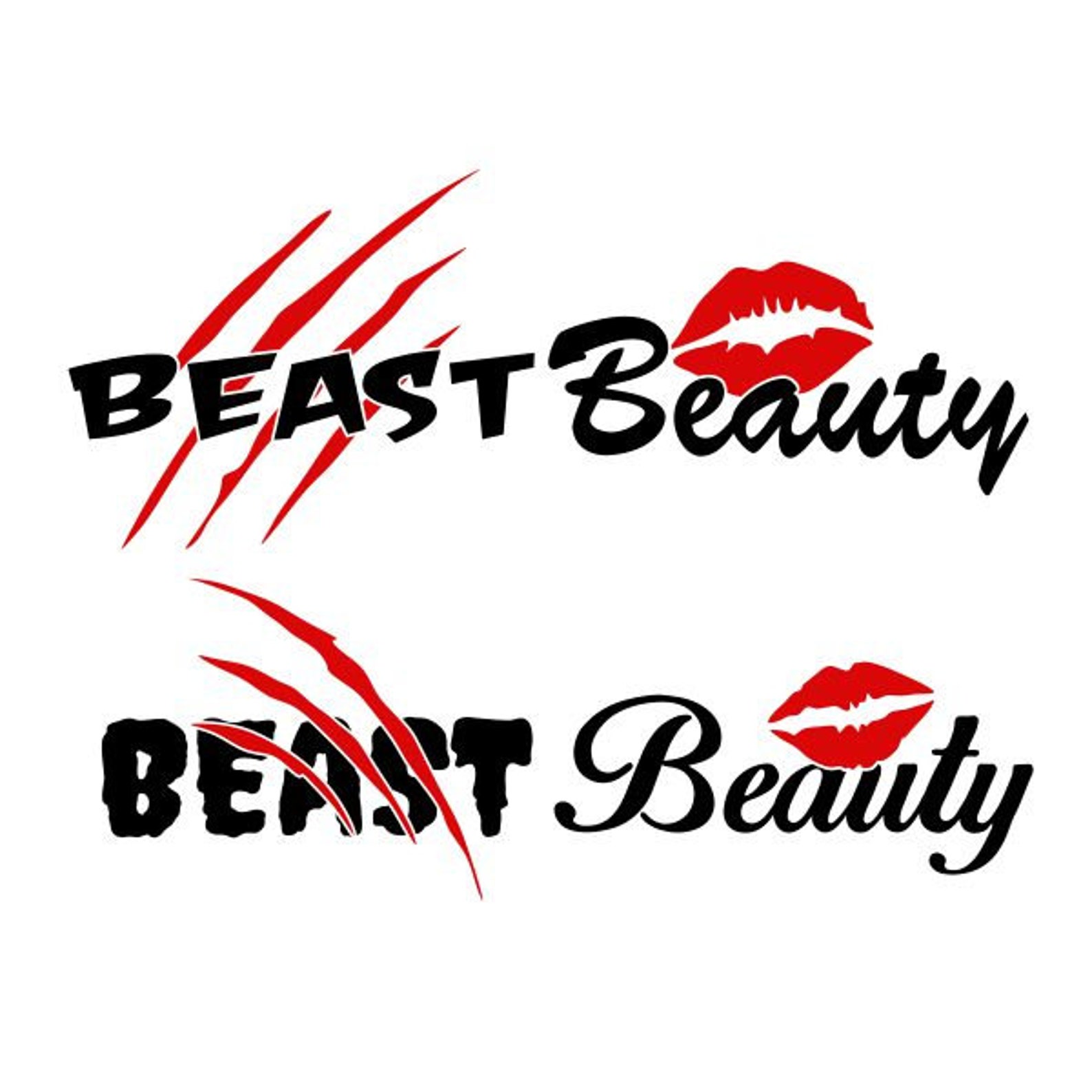 Beauty and Beast Cuttable Design SVG PNG DXF & Eps Designs - Etsy
