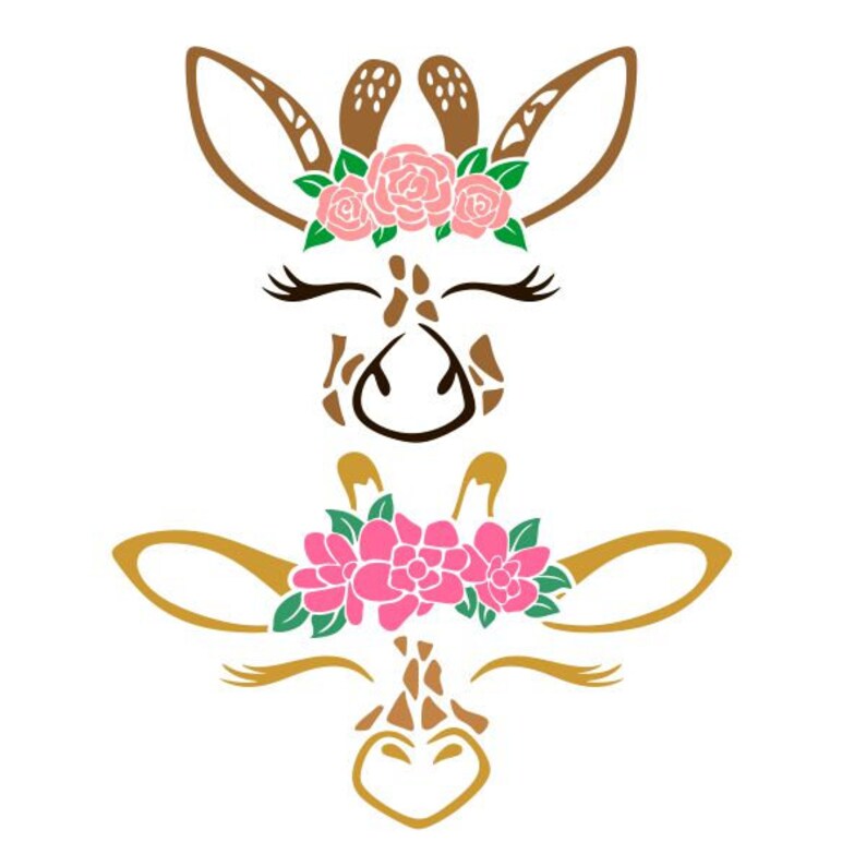 Giraffe Cute Flowers Animal Cuttable Design SVG PNG DXF & Eps - Etsy