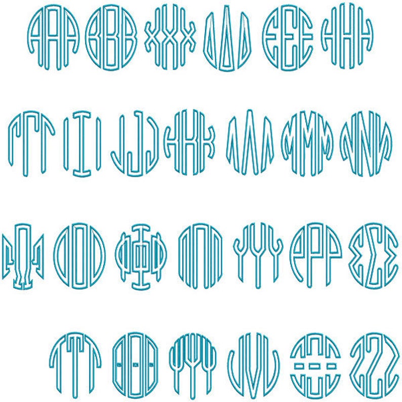 Greek Circle Round Applique Embroidery Fonts Monogram Machine - Etsy