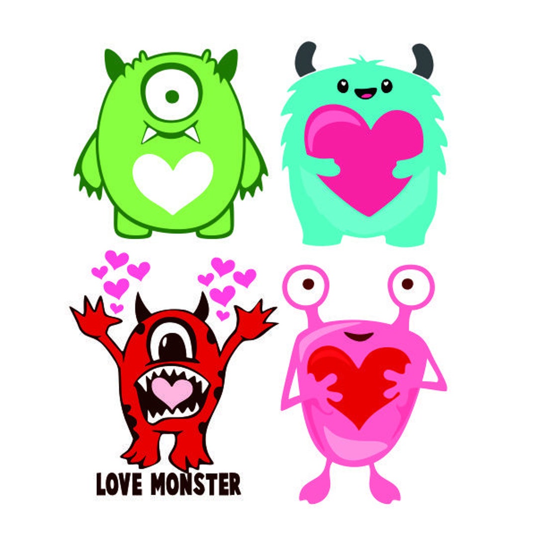 Love Monster Valentines Day Cuttable Design SVG PNG DXF & Eps Designs ...