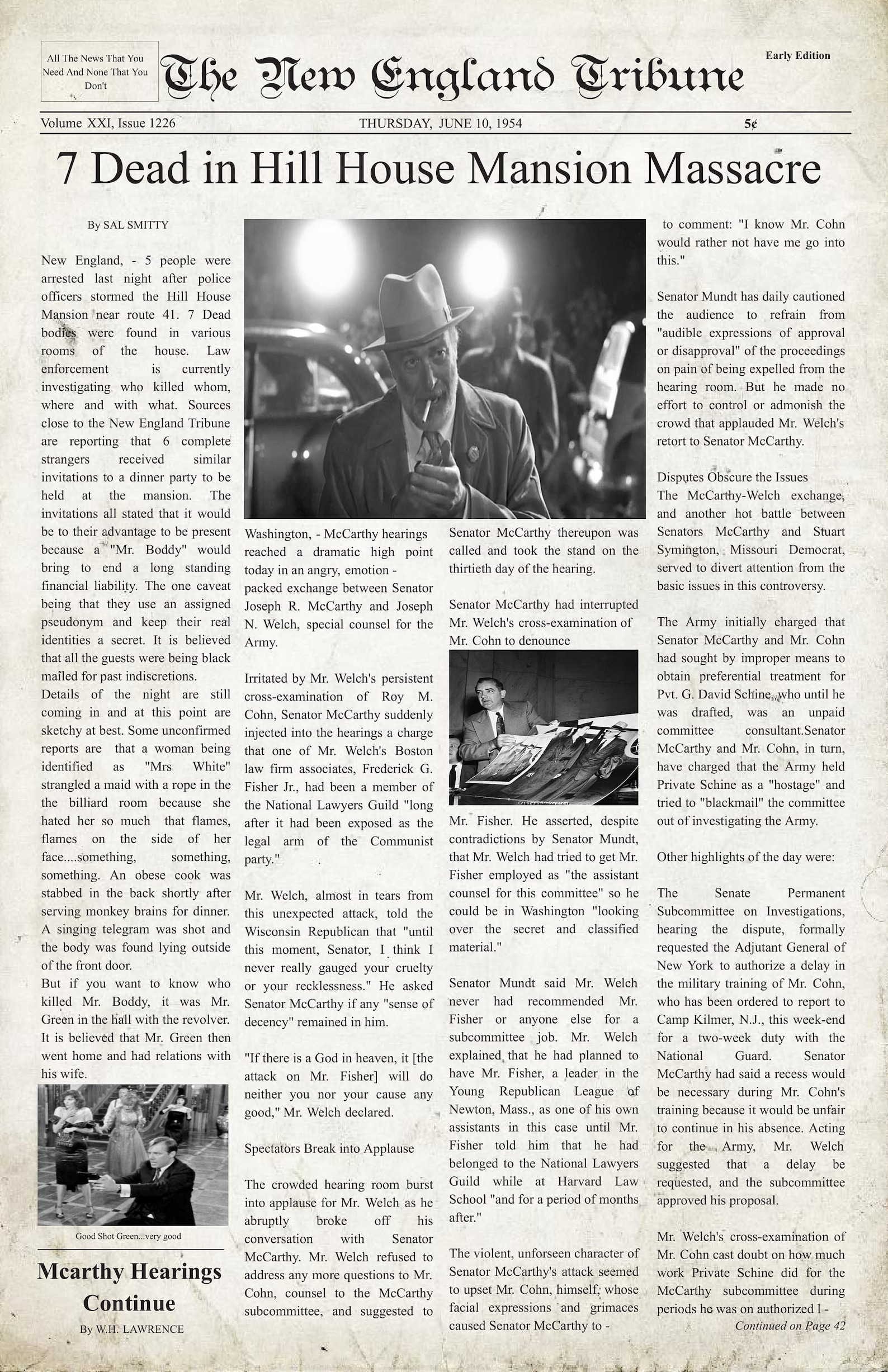 Clue Movie Newspaper Poster Digital Download | Etsy