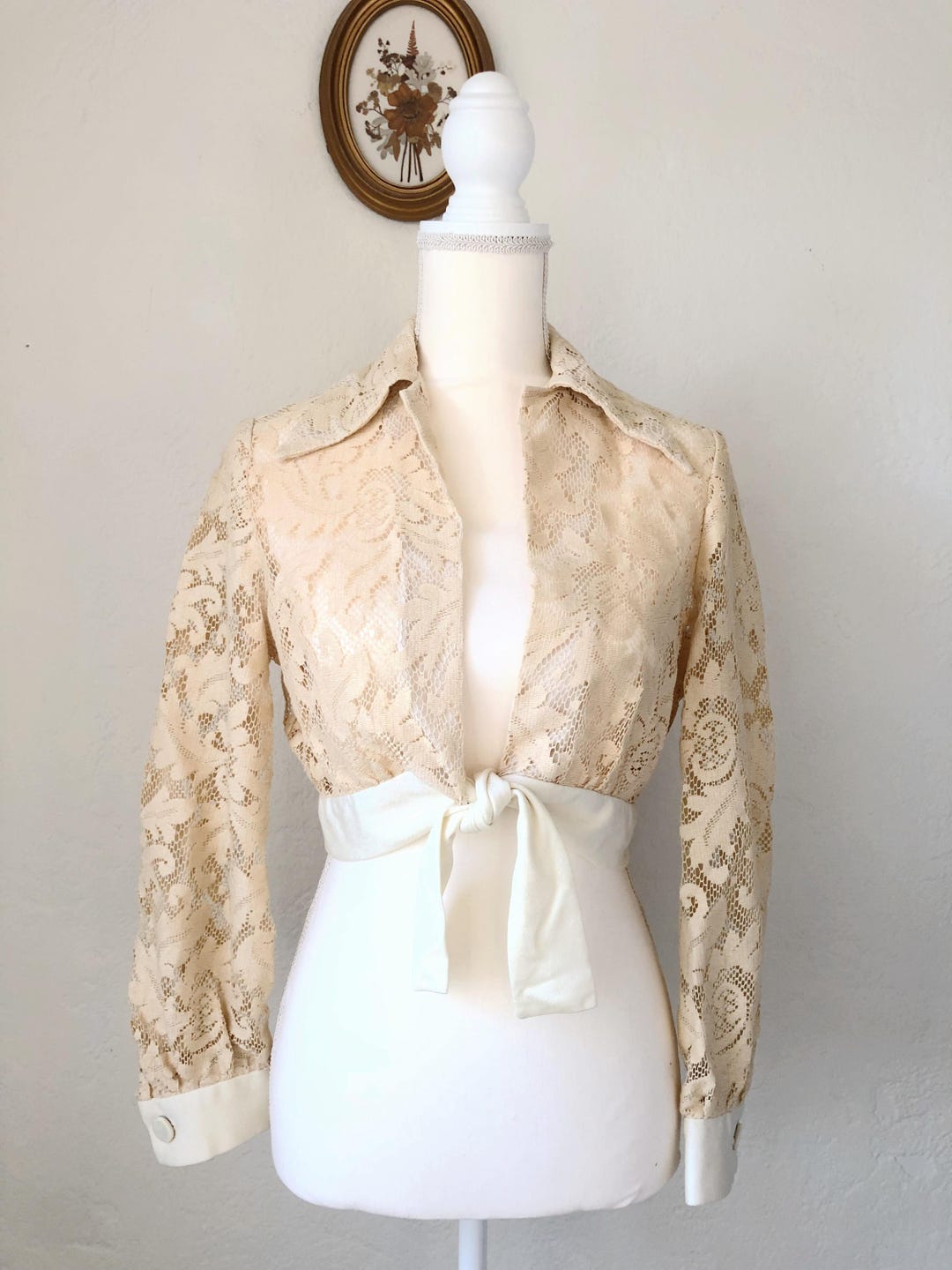 Vintage 1970s 70s Lace Crop Top Barrymore Collar - Etsy