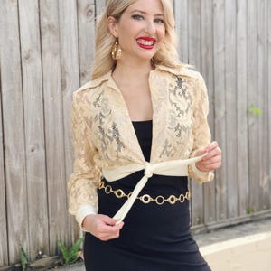 Vintage 1970s 70s Lace Crop Top Barrymore Collar - Etsy