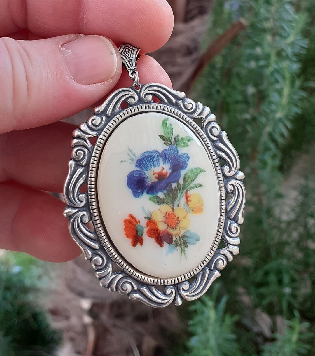 Large Porcelain Cameo Pendant English Medallion Cameo Pendant - Etsy