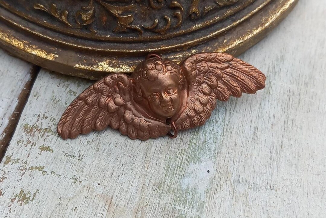 Rare Very Old Angel Connector Center Piece Angel in Raw Copper 49mm X ...