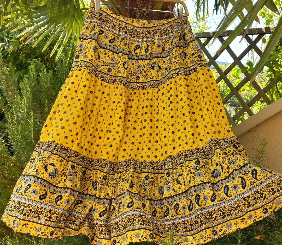 Yellow Provençal Skirt of Provence Full Circle Skirt Provençal Skirt ...