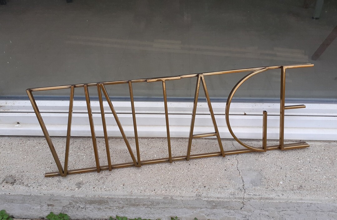 VINTAGE Gold Metal Letters Large Gold Metal Wall Decoration VINTAGE ...