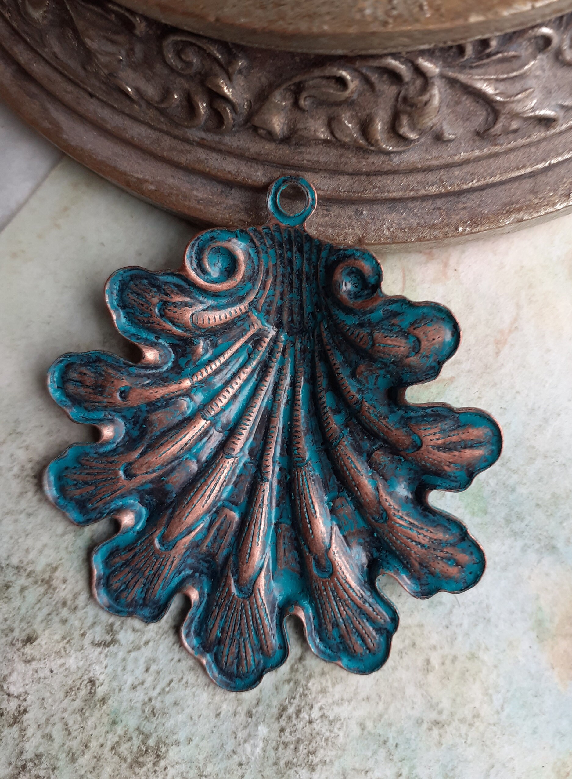 Stunning large pendant Baroque rococo shell beautiful pattern | Etsy