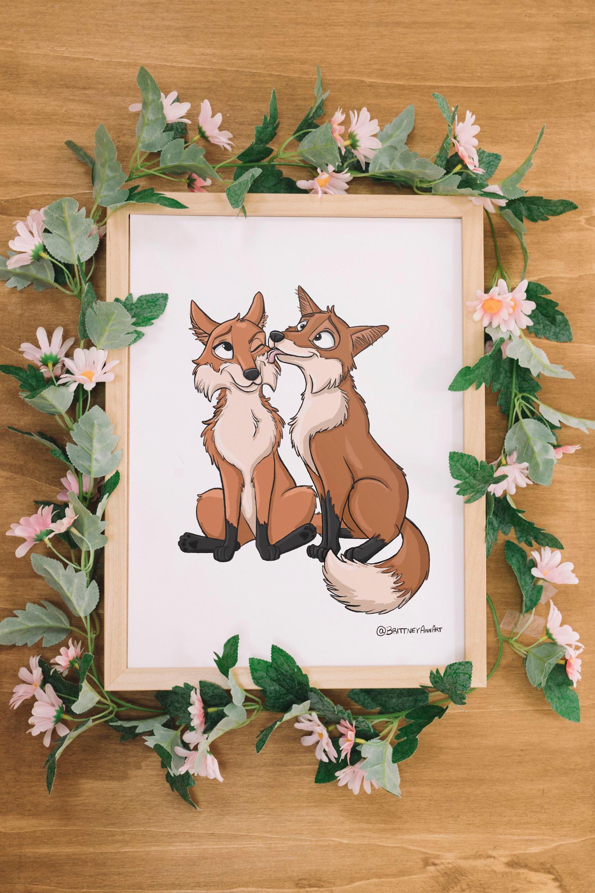 Kissing Fox Love Art Print Cute Gift for Girlfriend - Etsy