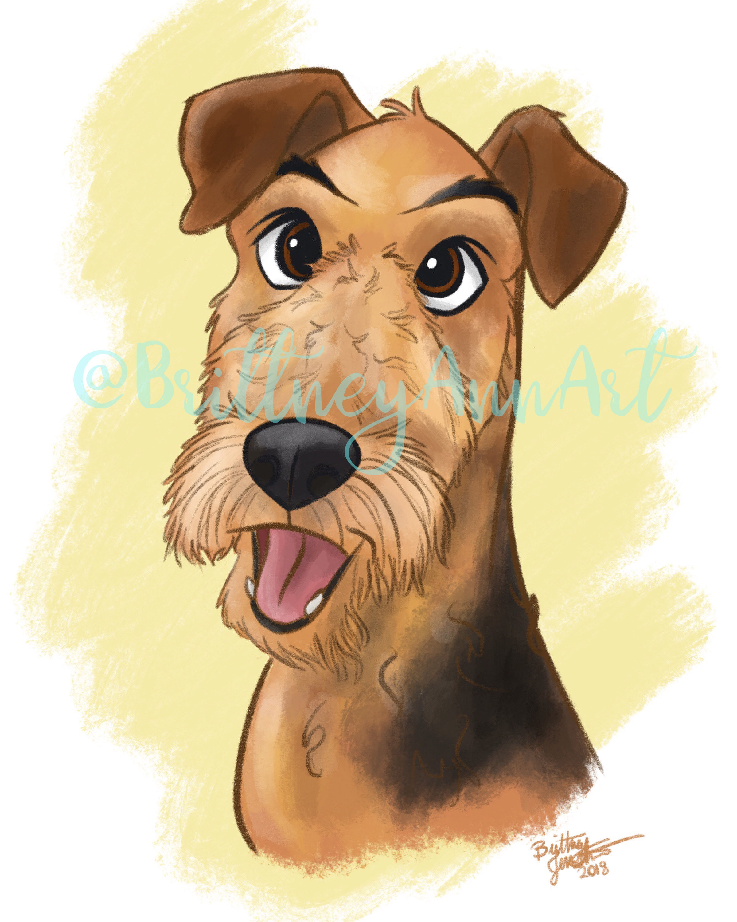 Airedale Terrier Dog Art Airedale Dog Lover Gift Pet | Etsy