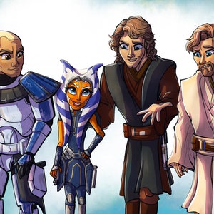 Captain Rex, Ahsoka, Anakin Skywalker, Obi Wan Kenobi Star Wars Art ...