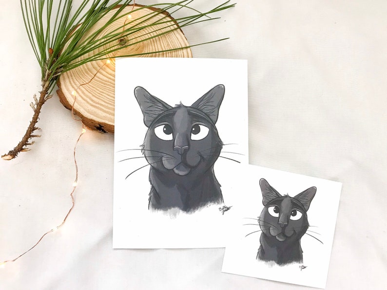 Black Cat Print, Cat Art, Cat Office Decor, Black and White Print, Cat ...