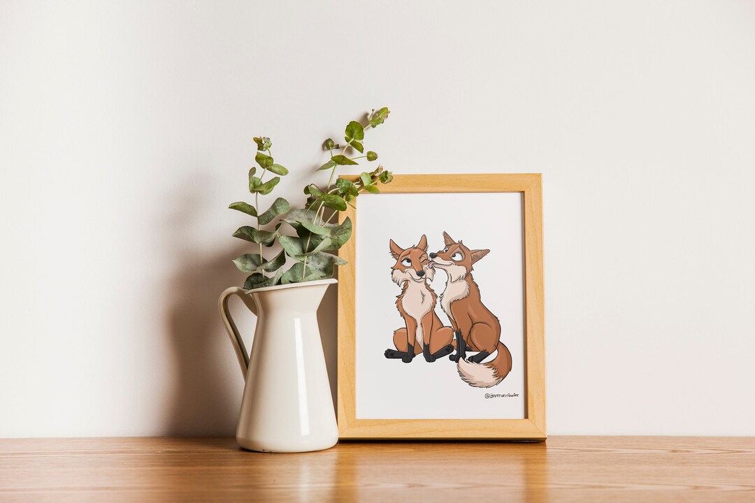 Kissing Fox Love Art Print, Cute Gift for Girlfriend, Anniversary Gifts ...