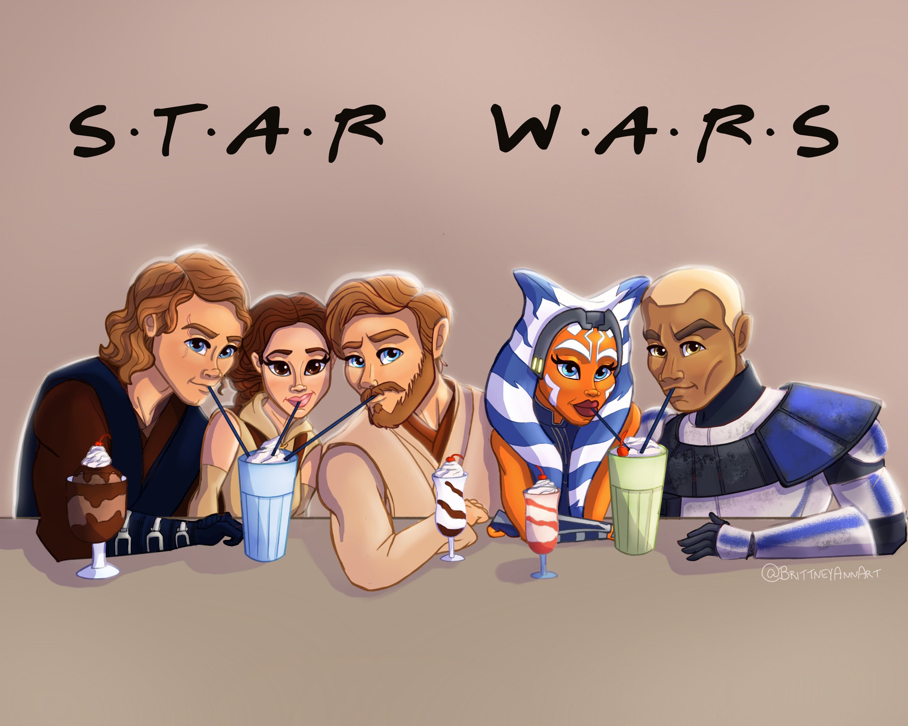 Star Wars Print, Anakin Skywalker, Padme Amidala, Obi Wan Kenobi ...