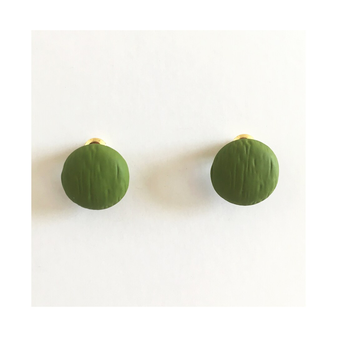 FIELD NOTE Textured Green Clay Stud Earrings | Handmade Polymer Clay ...