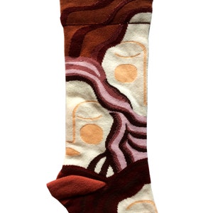 SLEEPING BEAUTY Abstract Face Art Crew Socks | Burgundy Peach Cobalt ...